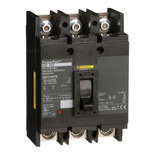 SQUARE D 100A, 3 pole Molded Case Circuit Breaker, QDP, 240V AC ...