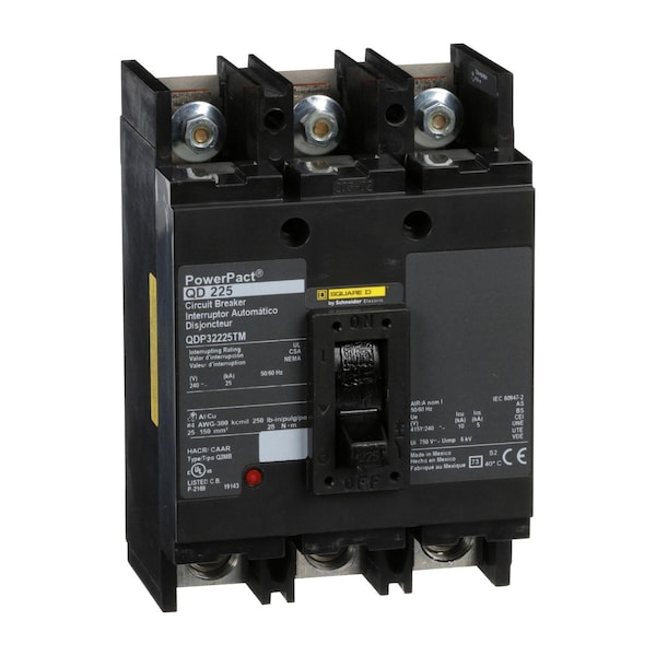SQUARE D 225A, 3 pole Molded Case Circuit Breaker, QDP, 240V AC ...
