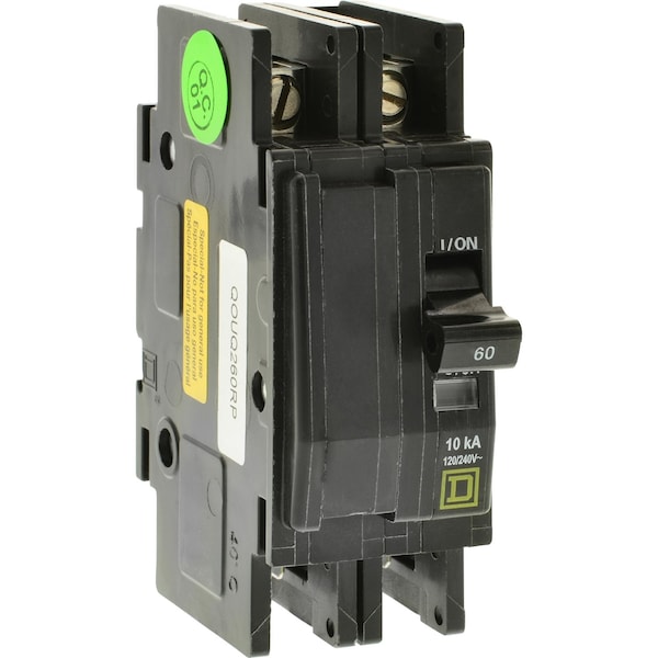 SQUARE D 60A, 2 pole Miniature Circuit Breaker, QO, 120/240V AC, - QOUQ260RP