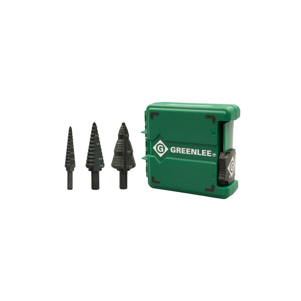 Greenlee Step Bit Set, 3 Flat Shanks, (#1, 4, 9) GSBSET3 | Zoro
