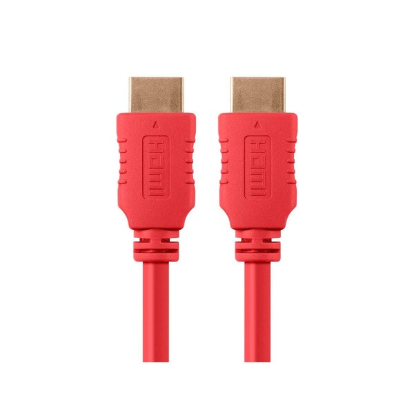 Monoprice HDMI Cable, High Speed, Red, 10ft., 28AWG 4027 | Zoro