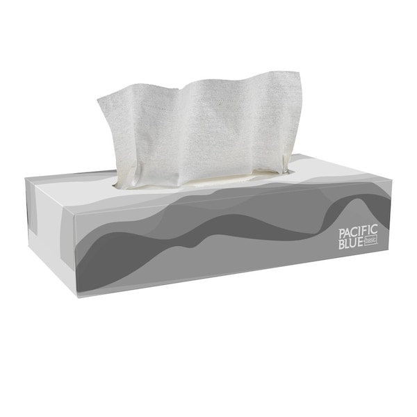 Georgia-Pacific Facial Tissue, Pacific Blue Basic, 2 Ply, 8 in x 8 1/4 ...