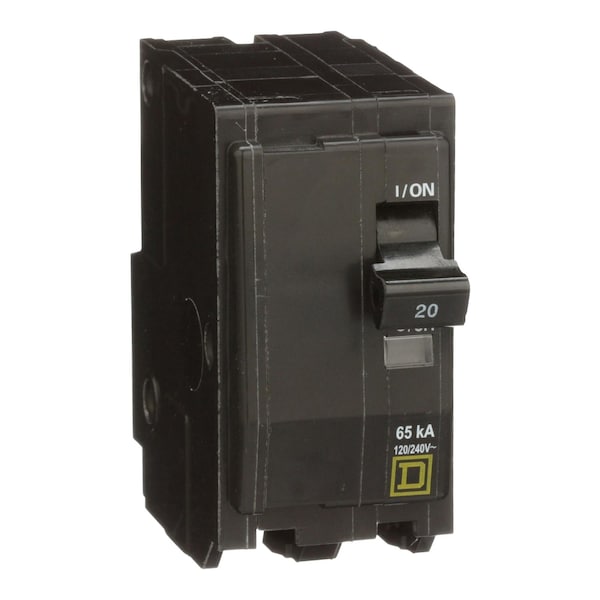SQUARE D 20A, 2 pole Miniature Circuit Breaker, QO, 120/240V AC, - QH220