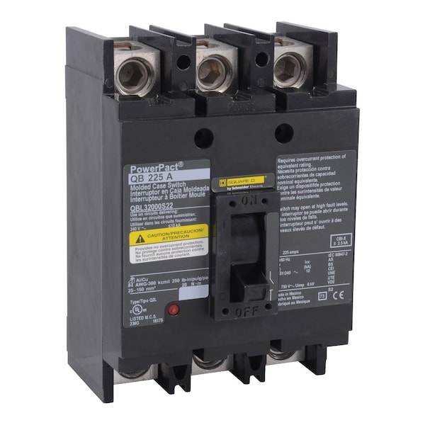 SQUARE D 225A, 3 pole Molded Case Circuit Breaker, POWERPACT Q, 240V AC ...