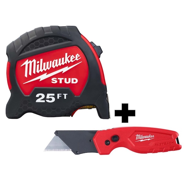 Milwaukee Tool Tape Measure, w/Utility Knife 48-22-9725, 48-22-1500 | Zoro