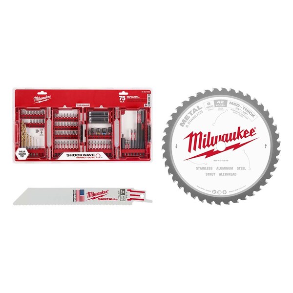 Milwaukee Tool SHOCKWAVE™ 75 pc. Impact Drill & Drive Set, w/ 8 ...
