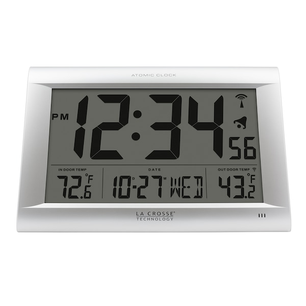 La Crosse Technology Atomic Digital Wall Clock w In/Out Temp 513-1311OT ...