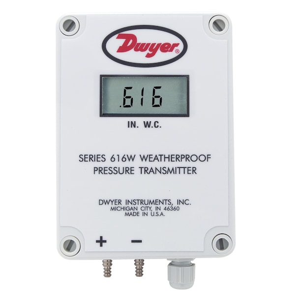 Dwyer Instruments Differential pressure transmitter, 0 to 5" w.c., 4-20 mA. 616KD-03 | Zoro