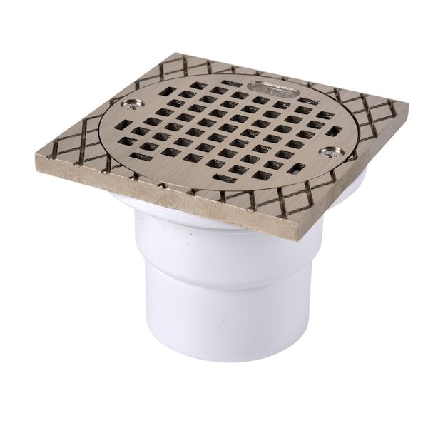 Oatey Square with Ring Slab Drain, PVC, Stainless Steel, 2" or 3 ...