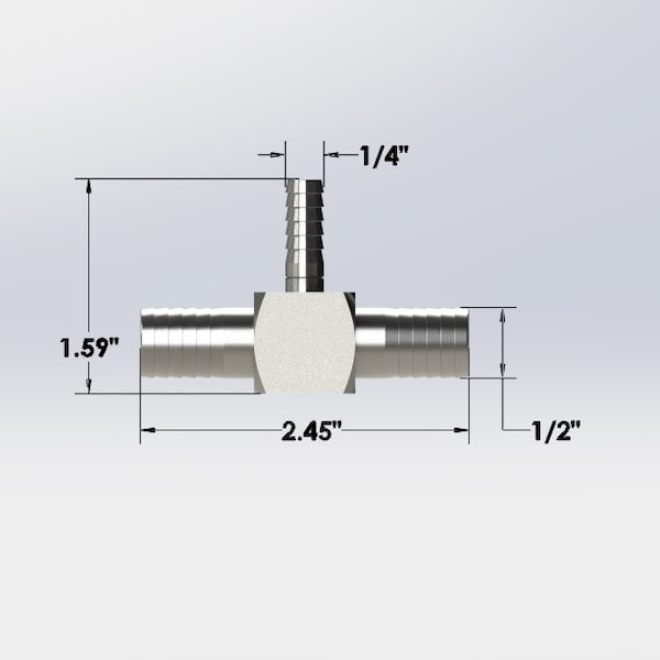 Fittings Barb Tee 1/2" W/ 1/4" Barb 7097 | Zoro