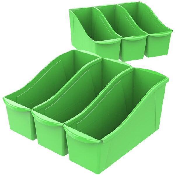 Storex Book Storage Bin, Green, 6 PK 71104U06C | Zoro
