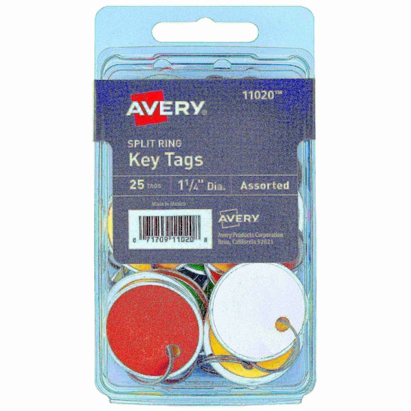 Avery Metal Rim Key Tags, 1-1/4" Diamete, PK25, 25 PK 11020 | Zoro