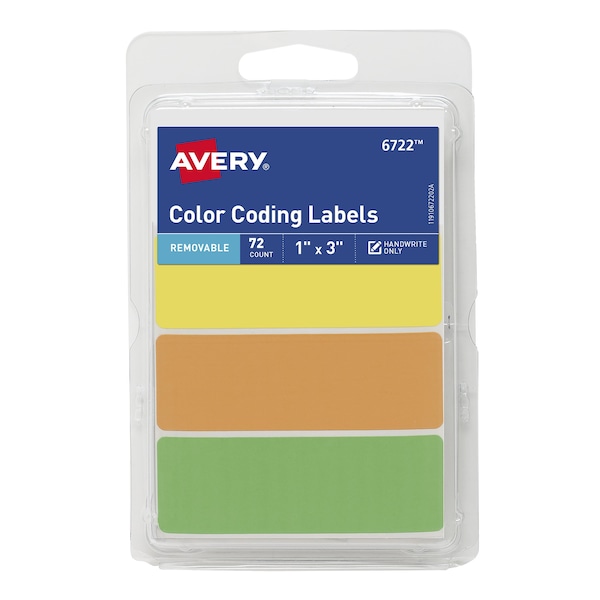 Avery Rectangular Color Coding Labels, 1, PK72 6722 | Zoro