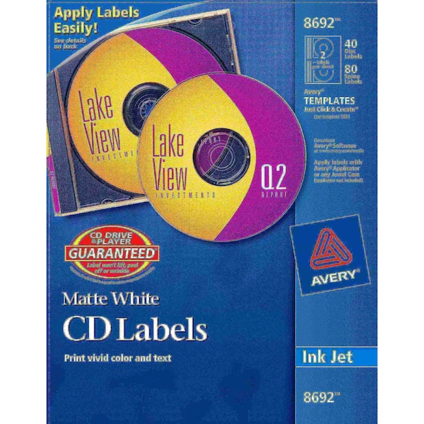 Avery CD Labels, Print to the Edge, Permanent 8692 | Zoro