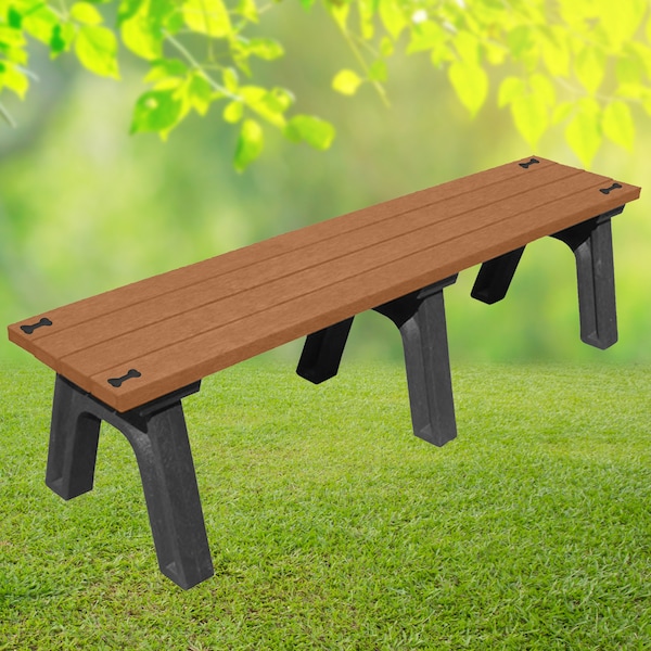Dogipark Flat Dog Bones Poly Bench, 6 Ft., Black an 7712-BC-BONES | Zoro