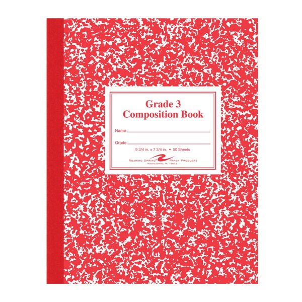 Winnable Case of Red Marble Comp Notebooks, Grade 3 Ruled, 50 sht, 9.75 ...