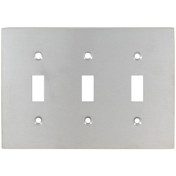 Omnia Triple Modern Switch Plate, Number of Gangs: 3 Solid Brass, Satin ...
