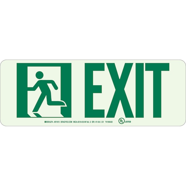Brady Exit Sign, Polyester, 14" W, 5" H, Exit, White 81919 | Zoro