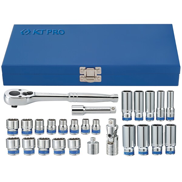 KT PRO TOOLS 3/8" Socket Set, Metric, 26 Piece, - A3005MR