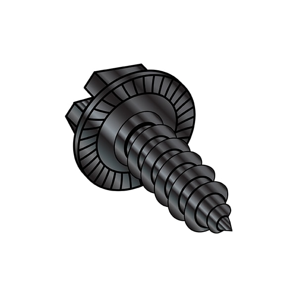 Zoro Select Self-Drilling Screw, #10-16 x 3/4 in, Black Oxide Steel ...