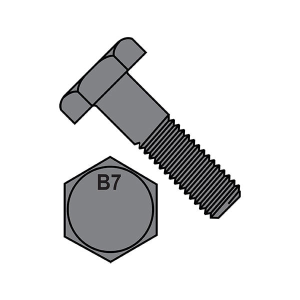 Zoro Select Grade B7, 5/8"-11 Hex Head Cap Screw, Plain Steel, 2-1/2 in ...