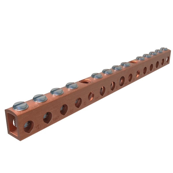 Ilsco Copper Neutral Bar Connector, Conductor D167-12-EC | Zoro