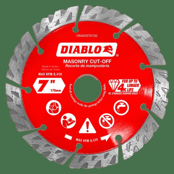 Diablo Diamond Segmented Masonry Cut-Off Discs DMADST0700 | Zoro