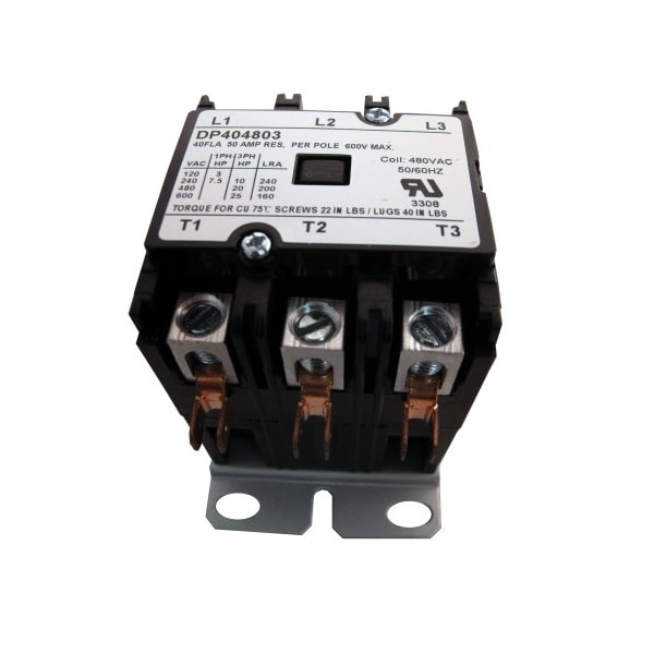 Supco Contactor, 40A, 480V, 3 Pole DP404803 | Zoro