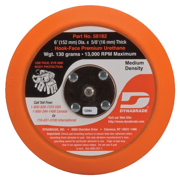 Dynabrade Hook/Loop Pad 6"Non Vac DYB56182 | Zoro