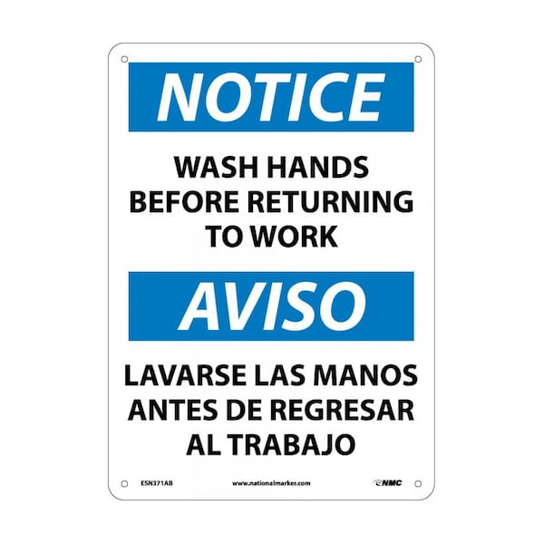 Nmc Notice Wash Hands Sign - Bilingual, ESN371AB ESN371AB | Zoro