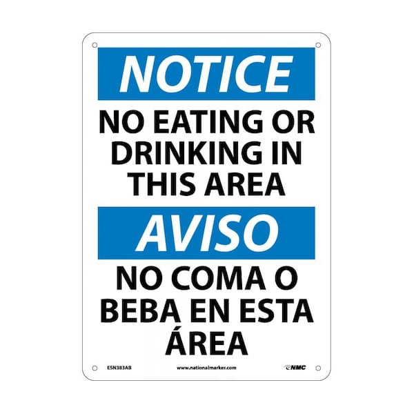 Nmc Notice No Eating Or Drinking Sign - Bilingual, ESN383AB ESN383AB | Zoro