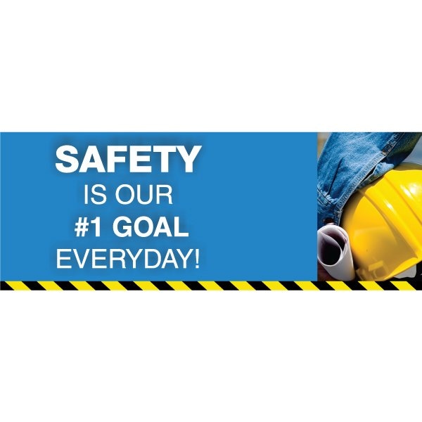 Visual Workplace Safety Banner, 13 oz., 3 ft.x8 ft., Safety #1 60-45 ...
