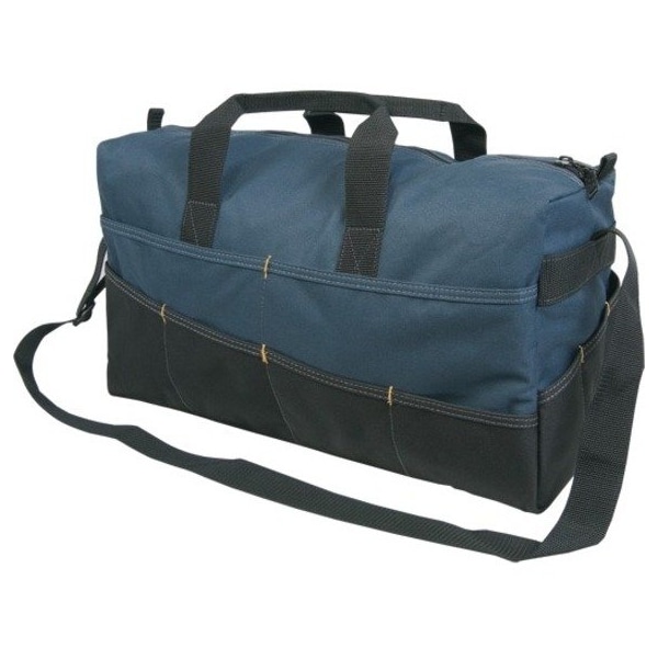 CLC Wide-Mouth Tool Bag, Polyester, 17 Pockets, Black/Beige, 9" Height ...