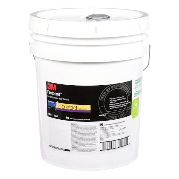 3M Contact Cement, 30NF Series, Clear, 5 gal, Pail 21182 | Zoro