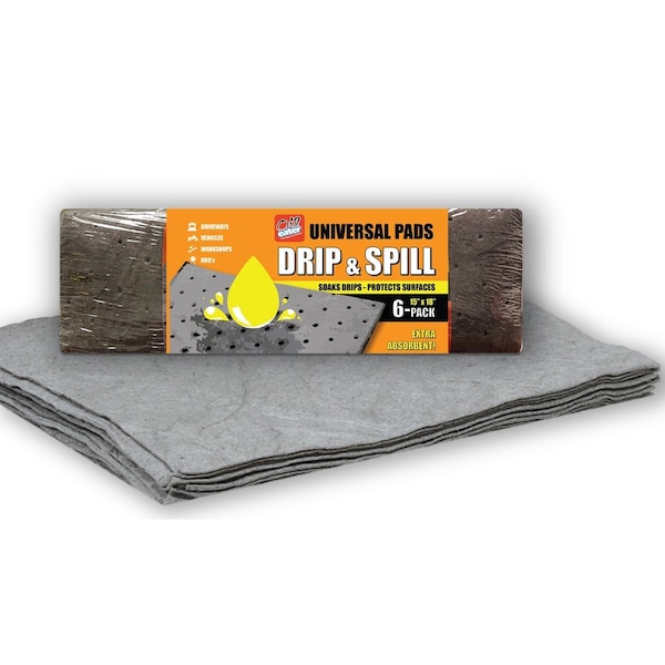 Oil Eater Drip and Spill Absorbent Pads, PK6 AOA-BPL006-GREY | Zoro