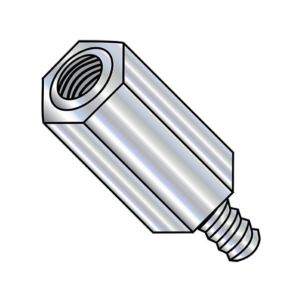 Zoro Select Hex Standoff, #6-32 Thrd Sz, Steel Zinc Plated, 1/4" Hex W ...