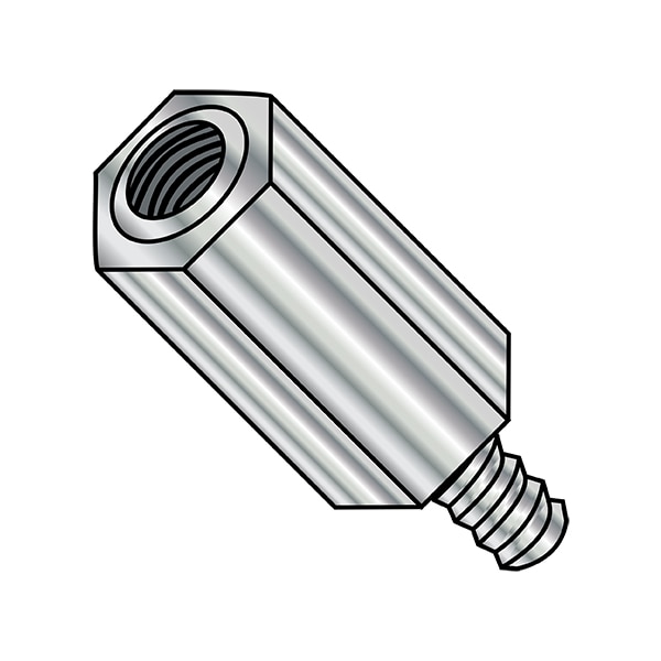 Zoro Select Hex Standoff, #6-32 Thrd Sz, 5/8 in Thrd L Brass Nickel, 1/ ...