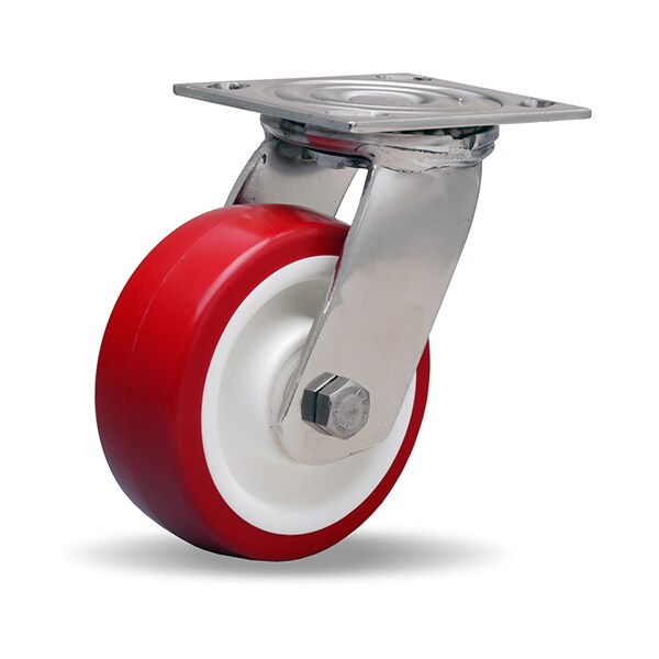 Hamilton Stainless Steel Swivel Caster, 5" x 2" Poly-Tech Polyurethane ...