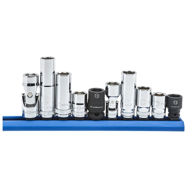 KD TOOLS 3/8" Socket Set,3/8" Drive,10 pcs.,12mm, - 80576