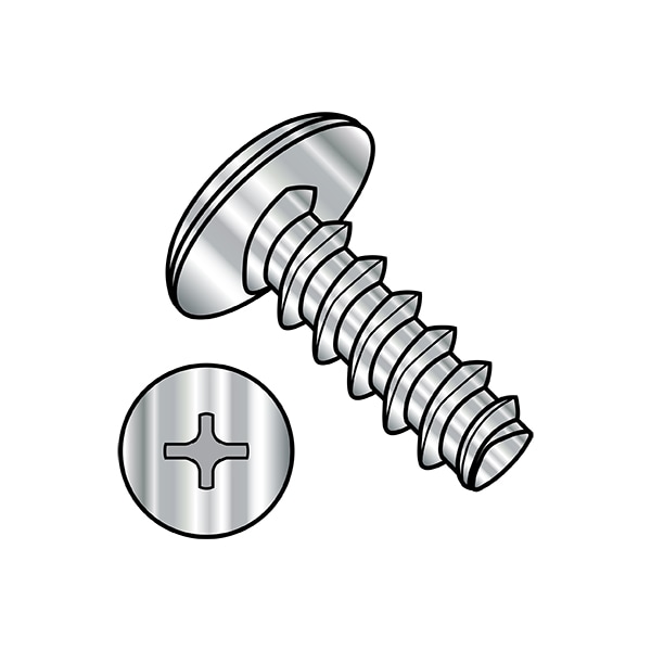 Zoro Select Thread Forming Screw, #6-19 x 3/8 in, Passivated Stainless ...