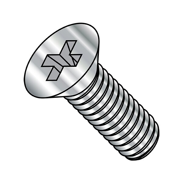 Zoro Select #0-80 x 3/16 in Phillips Flat Machine Screw, Plain ...