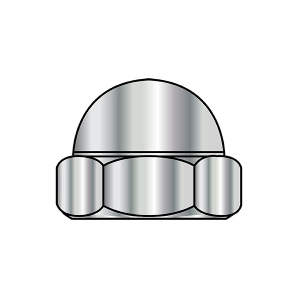 Zoro Select Low Crown Cap Nut, 5/16"-24, Steel, Nickel Plated, 0.385 in ...
