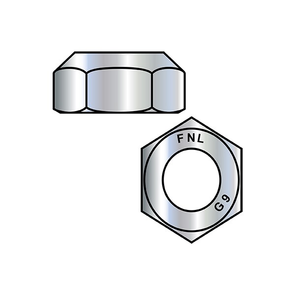 Zoro Select Top Lock Lock Nut, 1/4"-28, Steel, Grade 9, Gray/Silver ...
