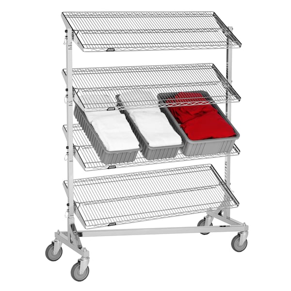 Irsg Nesting Wire Cart with 4 Collapsible Reverse Mat Shelves NT-1848R ...