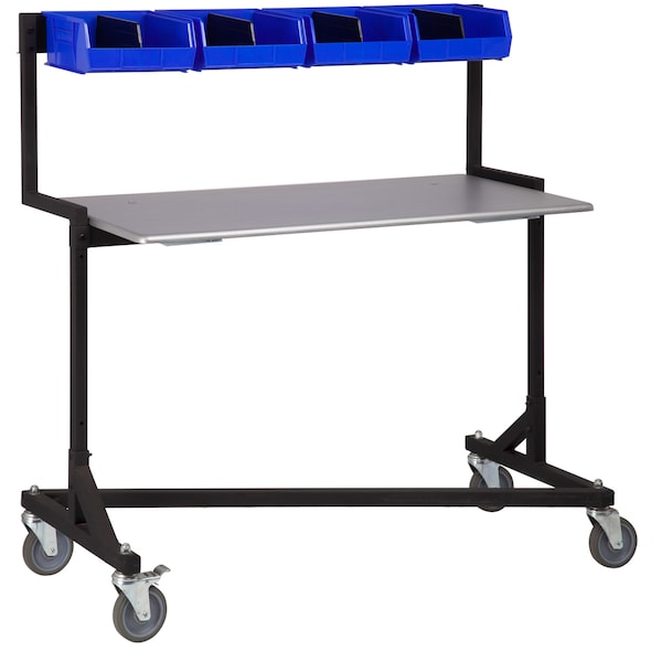 Irsg Nesting Table with 4 bins on bin rack 24"D x 48"L x 35"H work ...