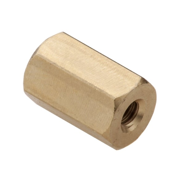 Ampg Coupling Nut, #6-32, Brass, Plain, 1/2 in Lg, 5/16 in Hex Wd ...
