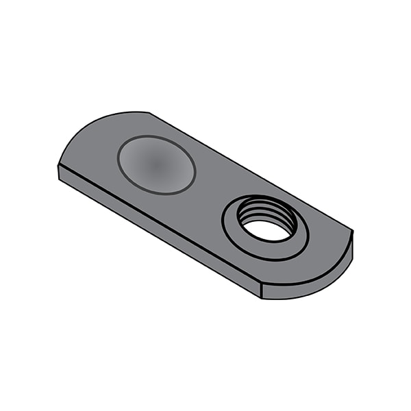 Zoro Select Tab Weld Nut, 5/16"-18, Steel, 0.448 in Wd, 1.14 in Lg, 0. ...