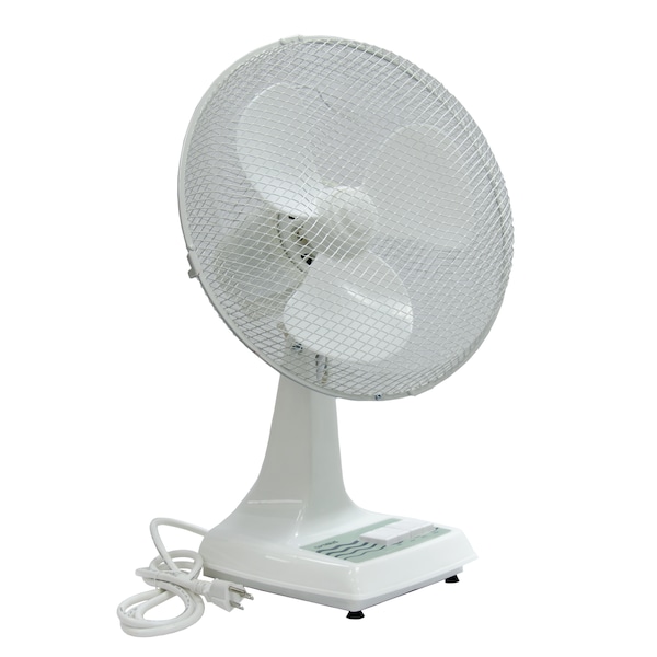Tpi Desk Fan, 12", 120V White Plastic Open Ven ODF-12 | Zoro