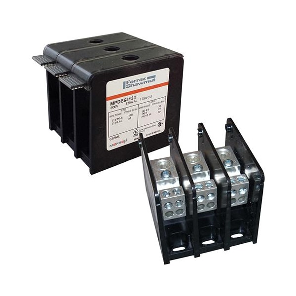 Mersen Power Distribution Block, 3 Pole, 1,000 V AC/DC, Screw MPDB68093 | Zoro