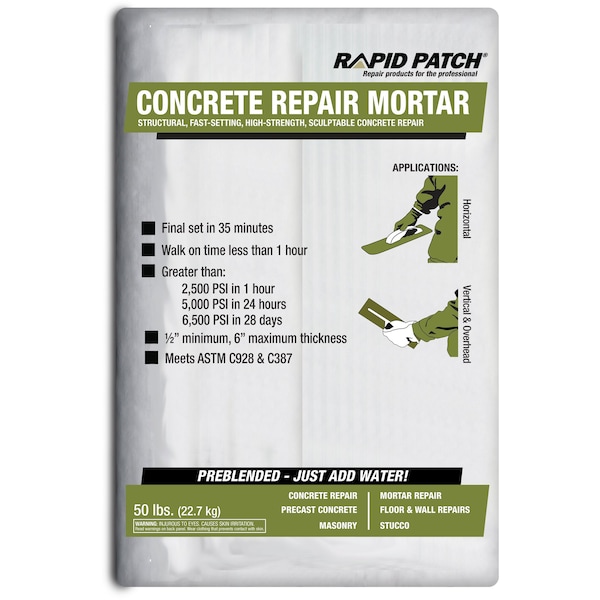 Rapid Patch Concrete Repair Mortar - 50 lb. Bag 129470 | Zoro